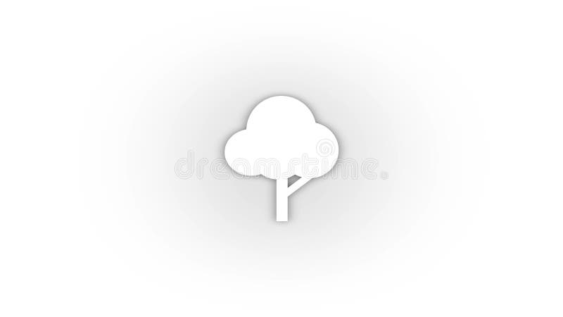 White Tree Icon with Shadow Isolated on White Background. Stock Footage ...