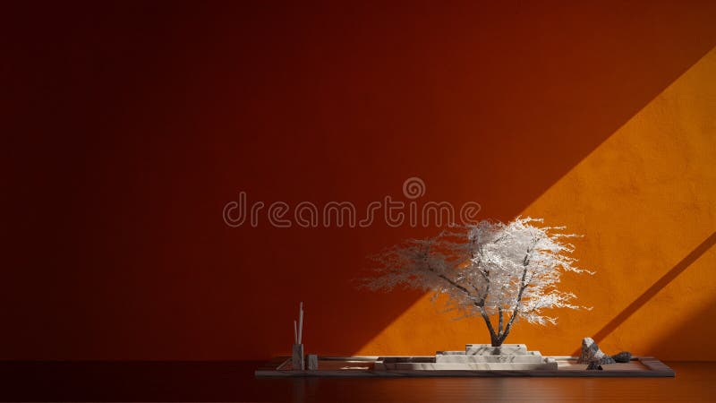 White Tree on a Japanese Rock Garden. Interior Decor, Architecture ...