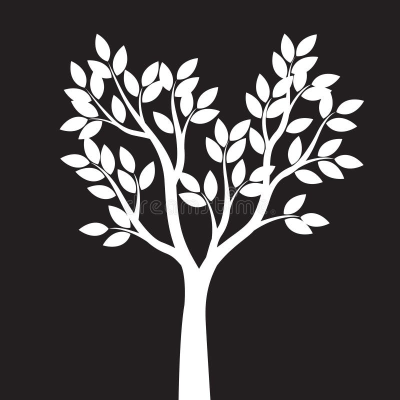 White Tree with Leaves. Vector Illustration Stock Vector - Illustration ...