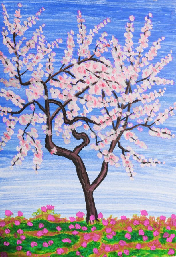 White tree, painting stock illustration. Illustration of artistic ...