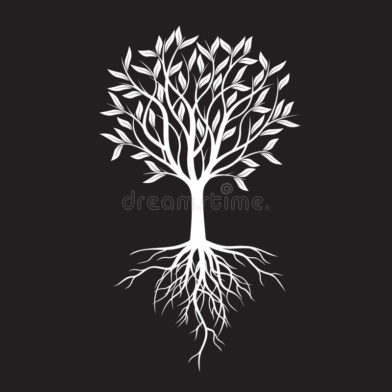 Black White Tree Roots Stock Illustrations – 2,432 Black White Tree ...
