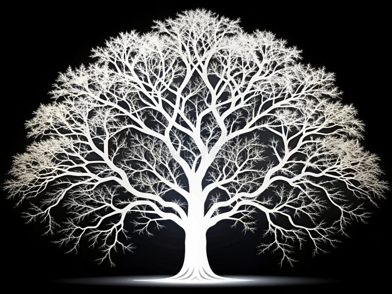 White Tree Silhouette on Black Background Stock Vector - Illustration ...