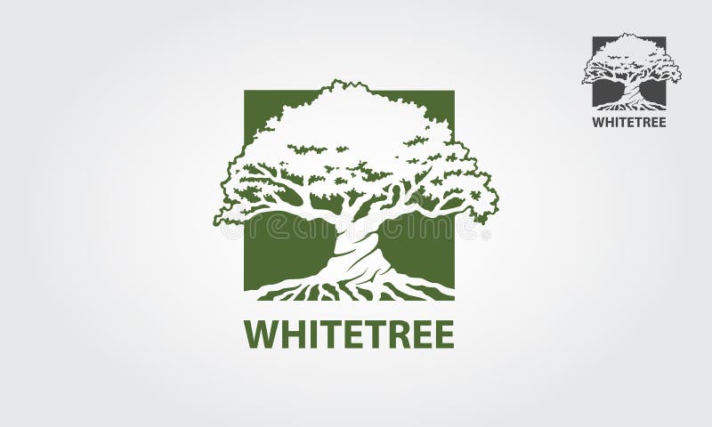 White Tree Vector Logo. stock vector. Illustration of history - 264156387