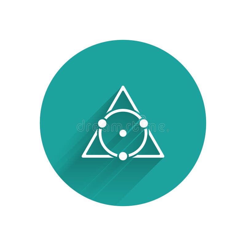 White Triangle Math Icon Isolated with Long Shadow. Green Circle Button ...