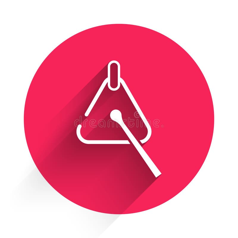 White Triangle Musical Instrument Icon Isolated with Long Shadow. Red ...