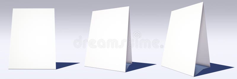 White Triangle Table Tent Standee Isolated Over Background, Front View ...