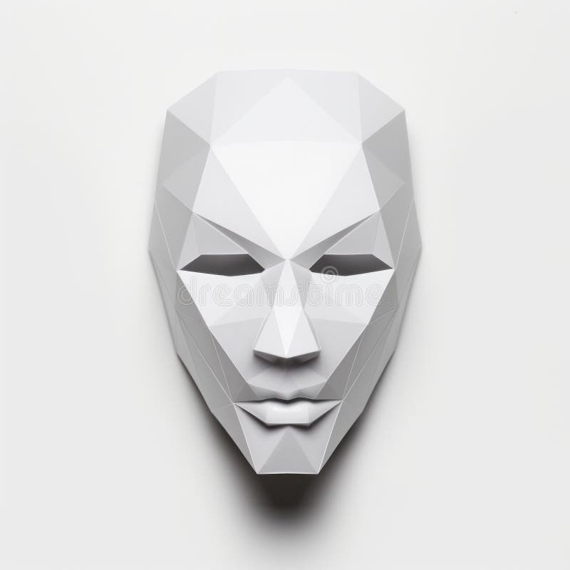 Minimalistic White Polygonal Mask: Modernism-inspired Portraiture Stock ...