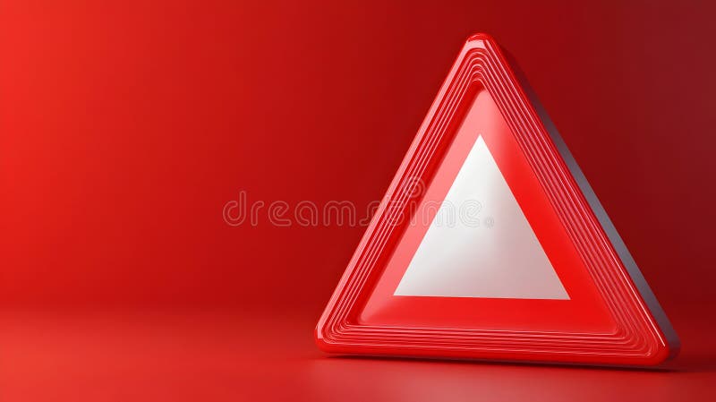 A White Triangular Object with a Red, Layered Border Stands Against a ...