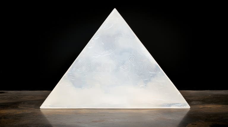 A White Triangular Sculpture with a Textured Surface and a Reflective ...