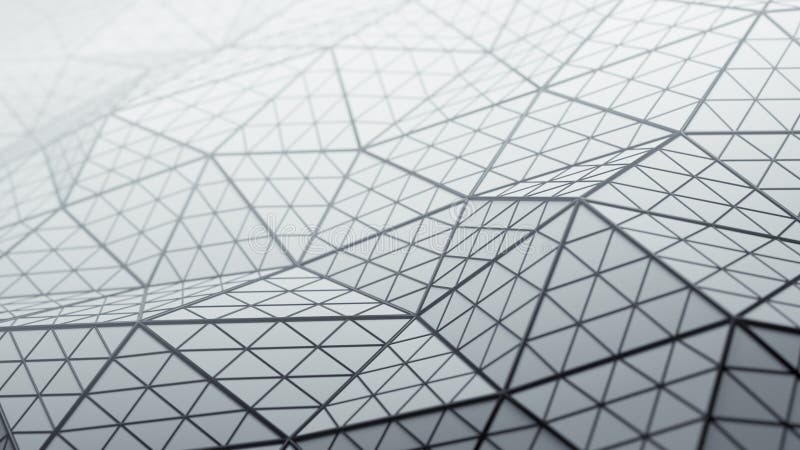White Triangulated Shape with Subdivided Polygons 3D Rendering Stock ...