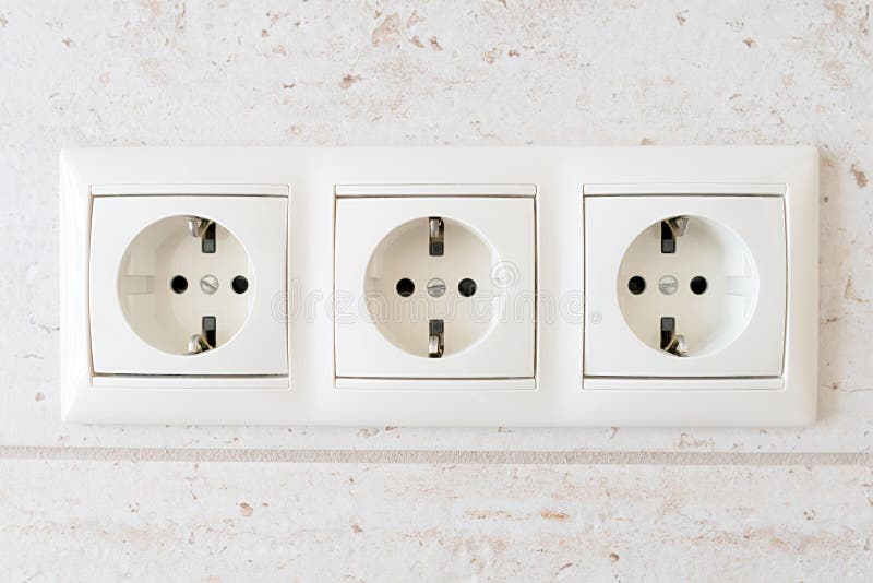 Electrical Triple Socket with Plug Stock Image - Image of current ...