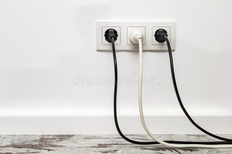 White Triple Outlet on Pink Wall Stock Photo - Image of side, space ...