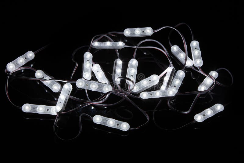White Triple Segment Led Modules on Black Background Stock Image ...