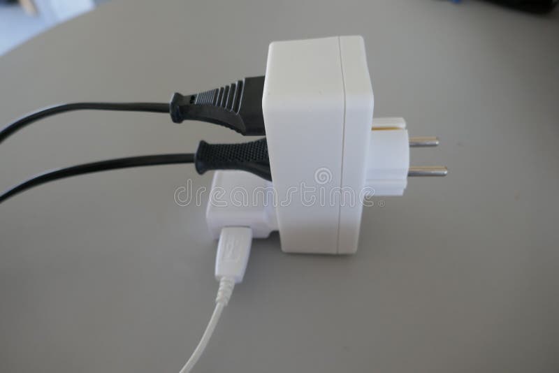 White Triple Socket and Plug Stock Image - Image of extension, cable ...