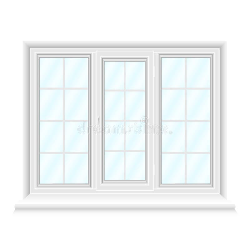 White Triple Window with Blue Glasses Stock Vector - Illustration of ...