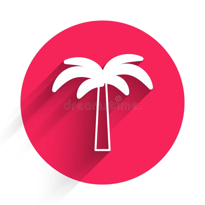 White Tropical Palm Tree Icon Isolated with Long Shadow. Coconut Palm ...