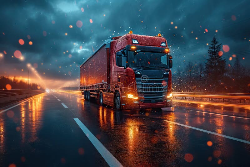 White Truck Moving Fast on the Road. Generative AI Stock Image - Image ...