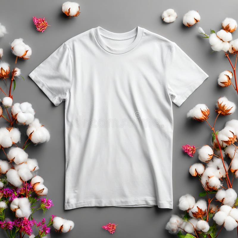 White TShirt Mockup Cotton Blossom Design Stock Illustration ...