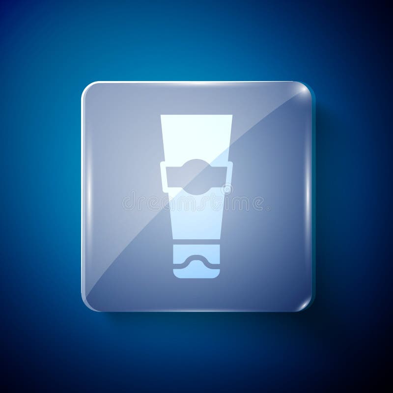 White Tube of Toothpaste Icon Isolated on Blue Background. Square Glass ...