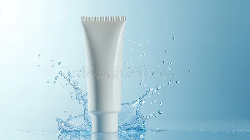 A White Tube of Toothpaste is Sitting in a Splash of Water Stock ...