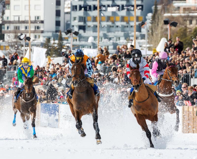 White Turf Race - Switzerland Editorial Photography - Image of jockey ...