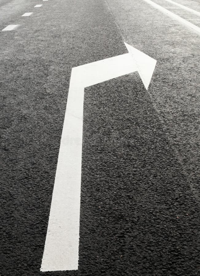 White Turn Right Arrow on the Road Stock Image - Image of direction ...