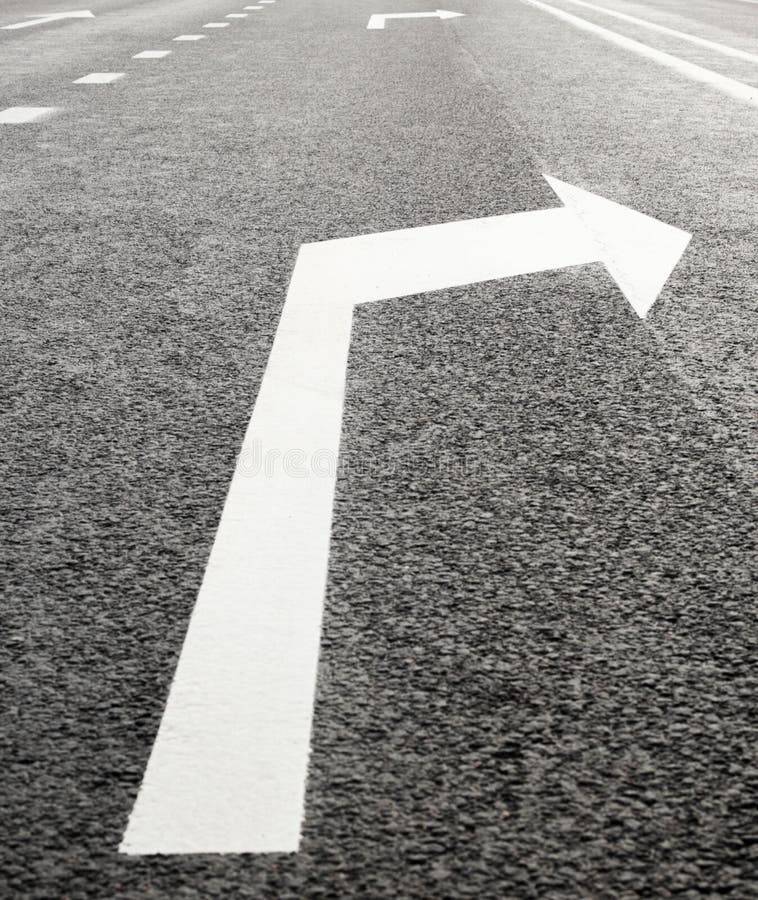 White Turn Right Arrow on the Road Stock Image - Image of future ...