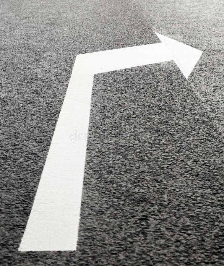 White Turn Right Arrow on the Road Stock Image - Image of asphalt ...