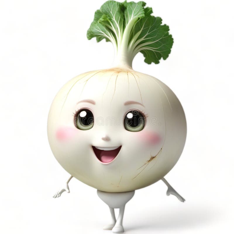 White Turnip 3D Illustration Isolated on White Background. Fresh ...