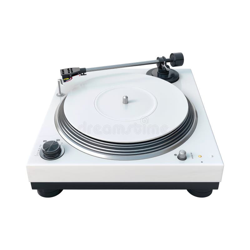 Stylish White Turntable with Vinyl Record Player Stock Photo - Image of ...