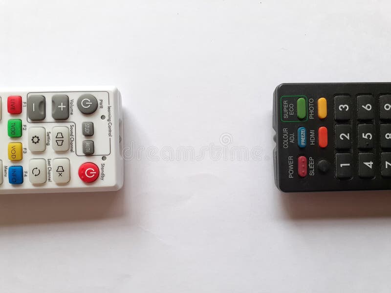 White Tv Remote and Black Tv Remote on White Background Stock Photo ...