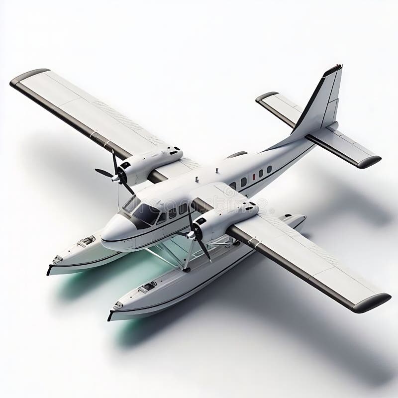 White Twin-Engine Seaplane on Bright Background Stock Vector ...