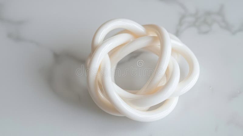 A White, Twisted, and Looped Object Sits on a Marble Surface. Stock ...