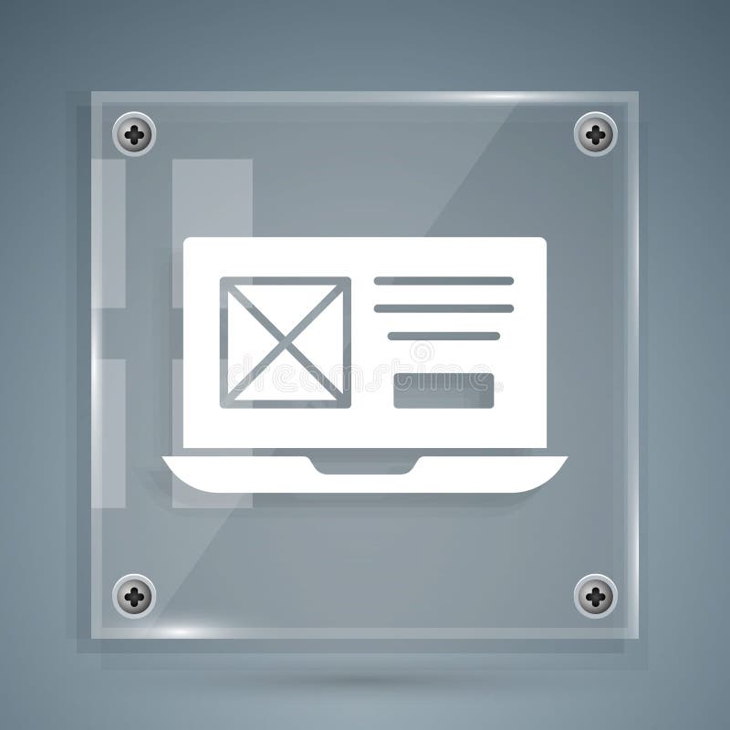 White UI or UX Design Icon Isolated on Grey Background. Square Glass ...
