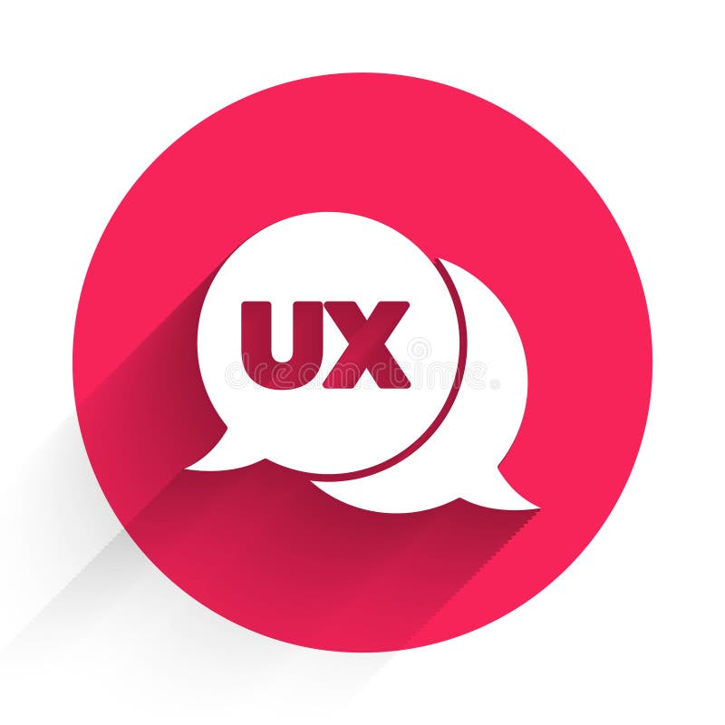 White UI or UX Design Icon Isolated with Long Shadow. Red Circle Button ...