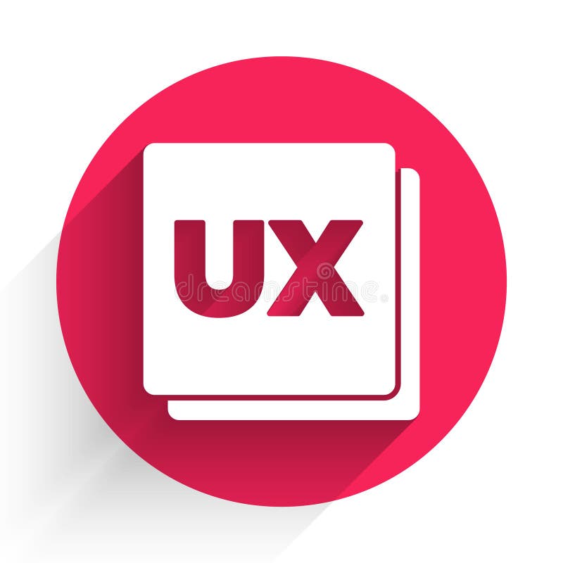 White UI or UX Design Icon Isolated with Long Shadow. Red Circle Button ...