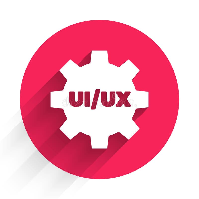 White UI or UX Design Icon Isolated with Long Shadow. Red Circle Button ...
