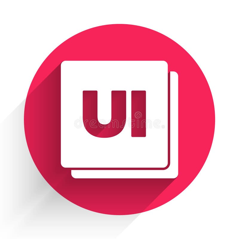 White UI or UX Design Icon Isolated with Long Shadow. Red Circle Button ...