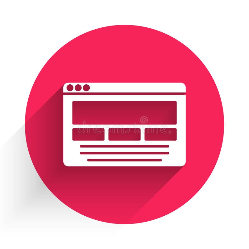 White UI or UX Design Icon Isolated with Long Shadow. Red Circle Button ...