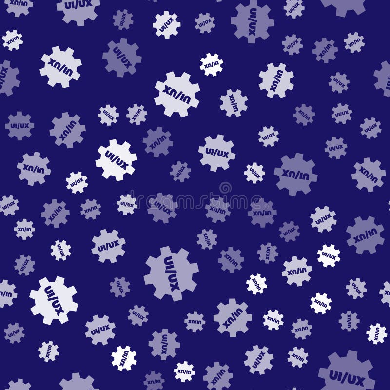 White UI or UX Design Icon Isolated Seamless Pattern on Blue Background ...