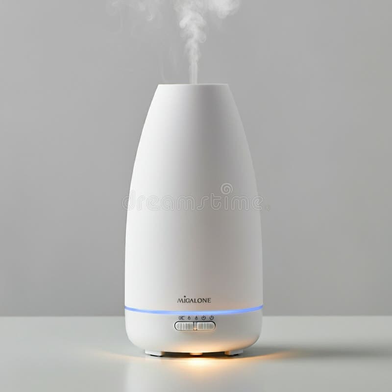 White Ultrasonic Essential Oil Diffuser with an Elongated, Conical ...