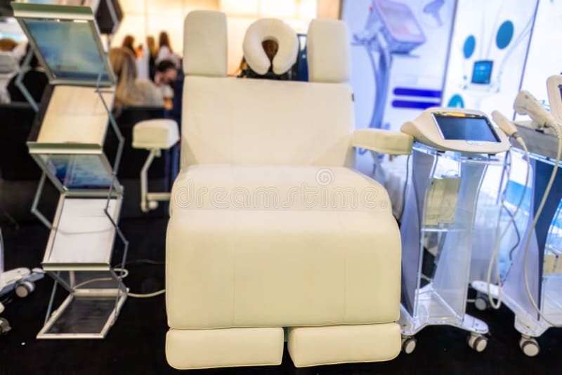 White Upholstered Beauty Treatment Chair for Spa or Beauty Salons Stock ...