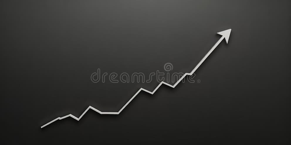 White Upward Trending Line Graph with an Arrow on a Dark Grey Gradient ...