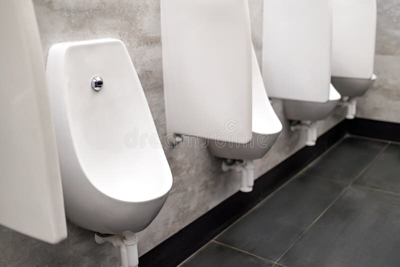 White Urinal for Men Automatic with Motion Sensor Stock Image - Image ...