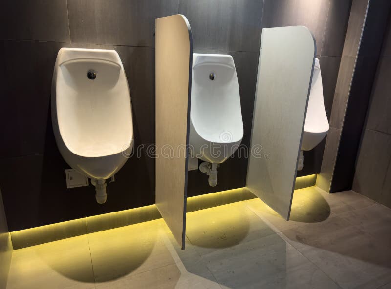 White Urinals in the Men S Toilet Stock Photo - Image of interior ...