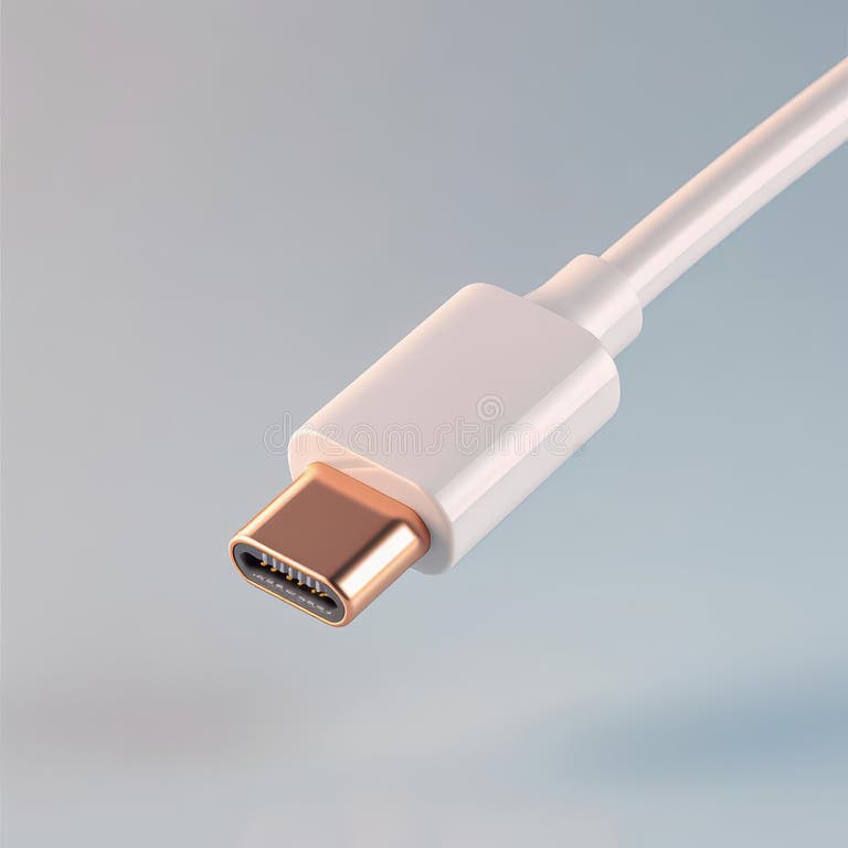 White USB C Cable Connector for Modern Technology and High Speed Data Transfer Stock ...