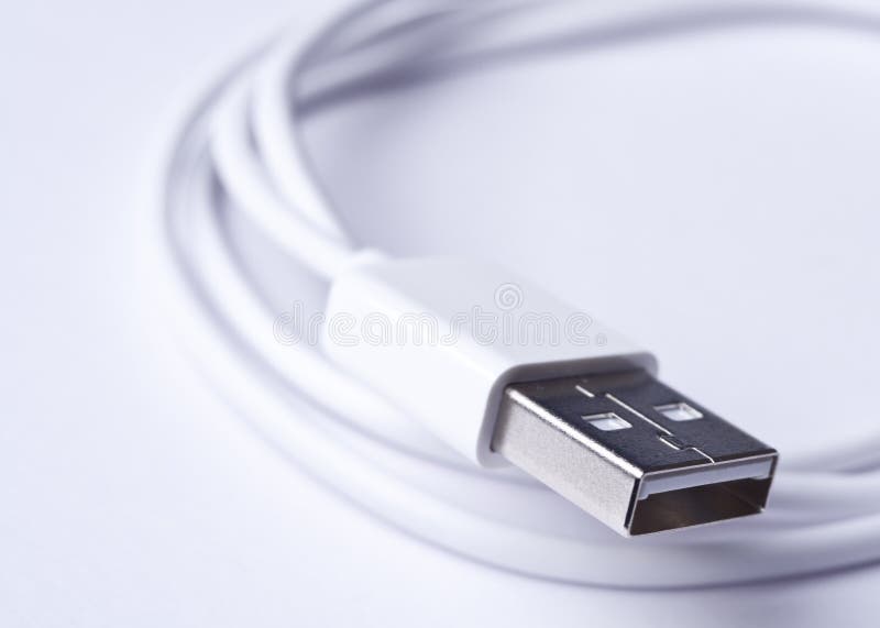 White usb with cable stock photo. Image of icon, silver - 11783166