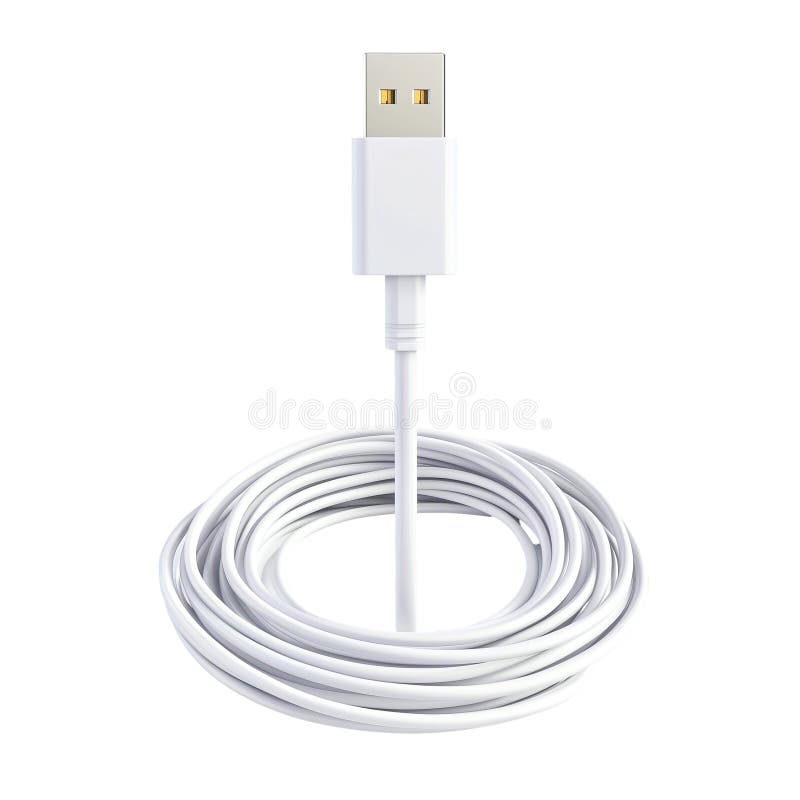 Usb Cable White Cord Connector Device Technology Equipment Isolated on ...