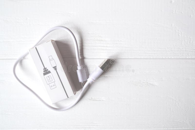 White USB Cable on the Desk. Usb Isolated Stock Photo - Image of device ...