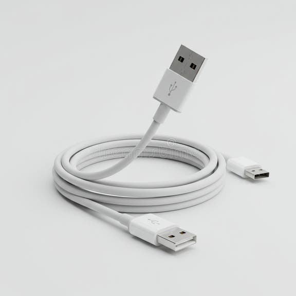 White USB Cable with a Standard USB-a Connector and a Micro USB ...